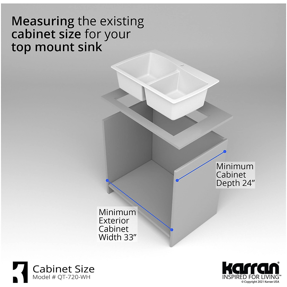 Karran QT-720 Drop-In Quartz Composite 34 in. 1-Hole 50/50 Double Bowl Kitchen Sink Kit in Black