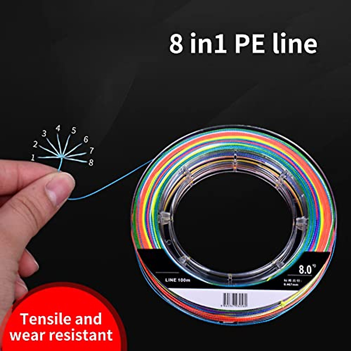 Seavey Braided Fishing Line - Abrasion Resistant - No Stretch - Super Strong -One Color One Meters - 8 Strand (25lb/0.2mm/109YDS(100m))