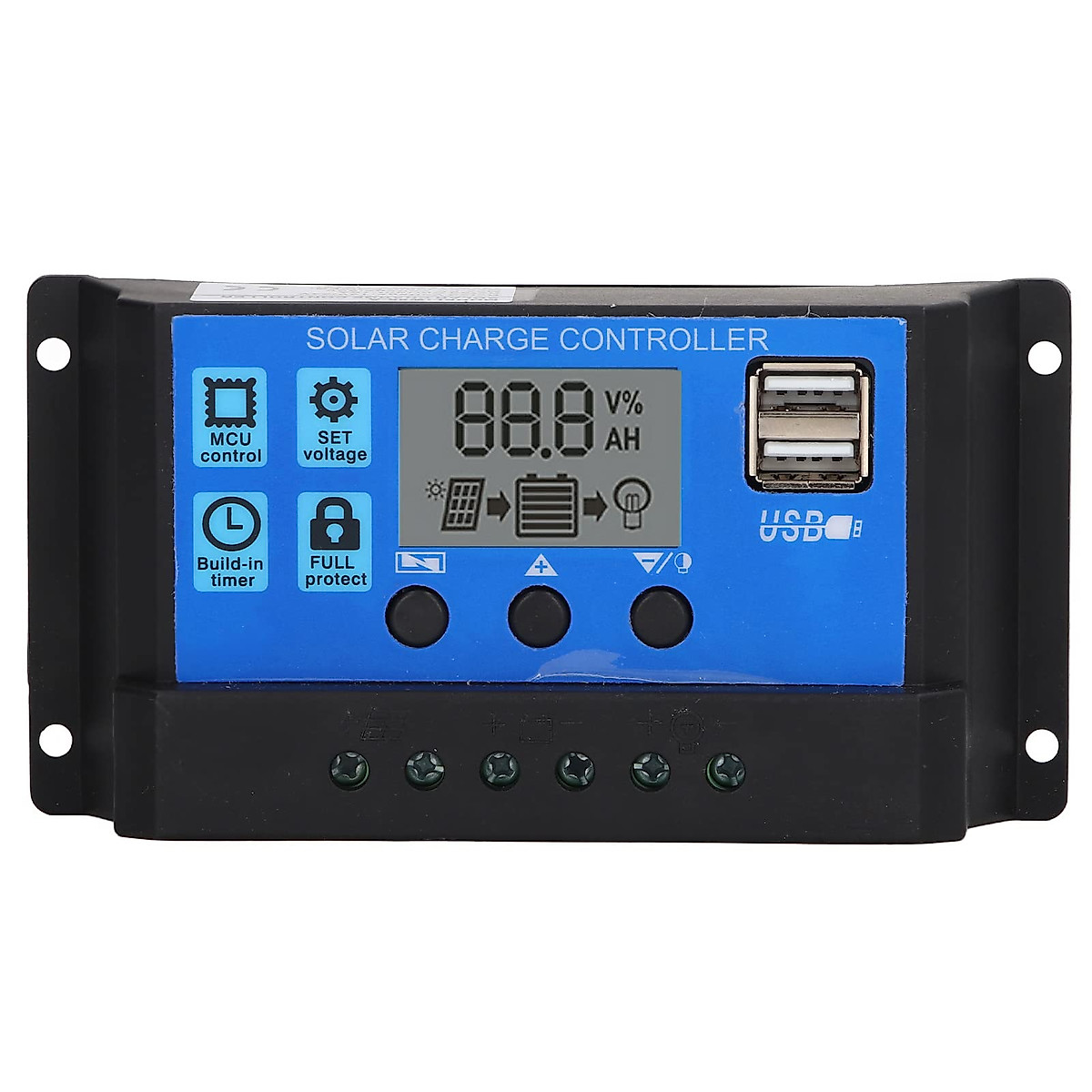 Solar Controller, Solar Battery Regulator 50V Maximum PV Voltage LCD Display PWM Control for Home