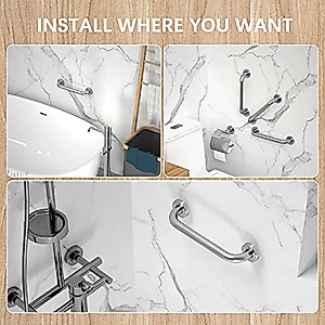 12 Inch Satin Brushed Nickel Shower Grab Bar - 1" Diameter, iMomwee Stainless Steel Bathroom Grab Bar Handle, Balance Bar for Shower and Wall, Safety Hand Rail Support, Handicap Elderly Assist Handle