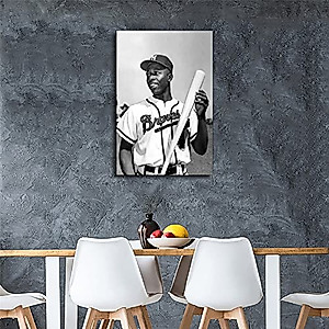 Hank Aaron Milwaukee Braves Baseball Poster Decorative Painting Canvas Wall Art Living Room Posters Bedroom Painting 16x24inch(40x60cm)