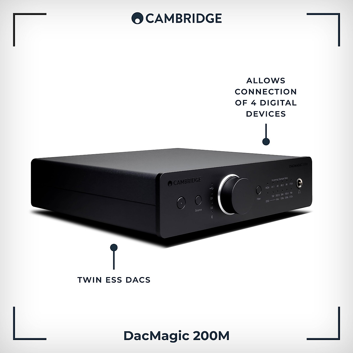Cambridge Audio DacMagic 200M - MQA HiFi DAC and Headphone Amplifier with Bluetooth - PC/MAC Support with USB Connection - Handle Digital Files up to 24/768 or DSD512 - Special Edition Black