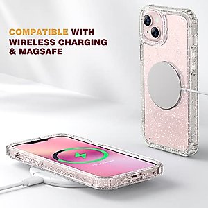 Diaclara Designed for iPhone 13 Case, Full Body Rugged Case with Built-in Touch Sensitive Anti-Scratch Screen Protector, Soft TPU Bumper Case for iPhone 13 6.1" (Clear Glitter)