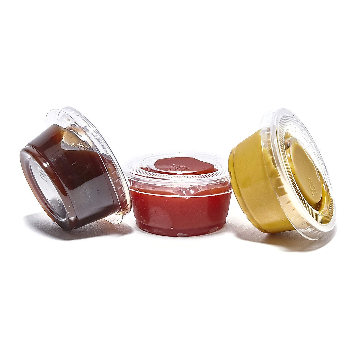 Disposable 2 oz. Plastic Portion Cups with Lids (100-Count) Jello Shots, Condiments, Samples, Sauce, Souffle | BPA Free, Food-Grade Safe | Clear, Ecofriendly, Recyclable