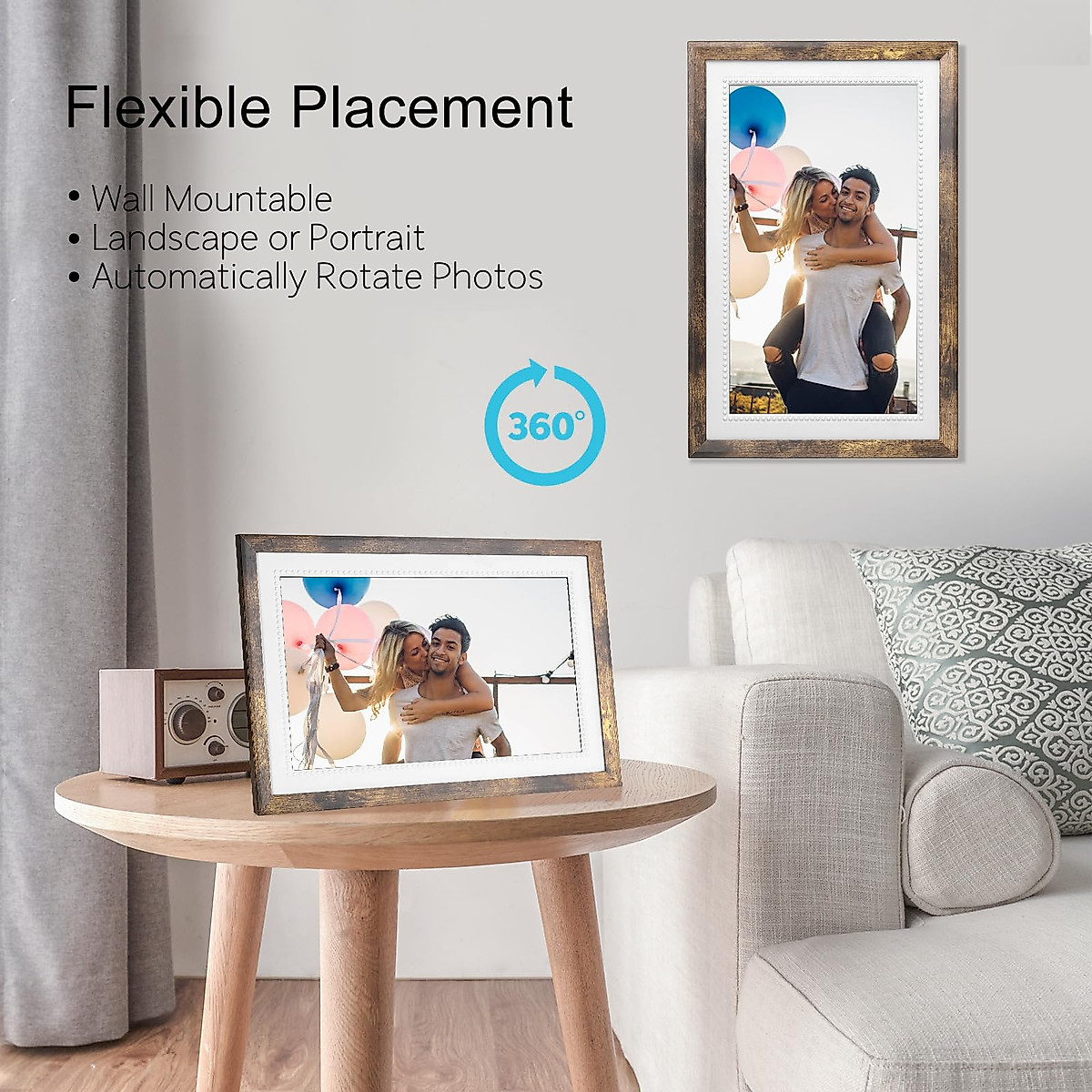 FRAMEO 32GB Smart Digital Picture Frame 15.6inch Large WiFi Digital Photo Frame 1920 * 1080IPS FHD Touchscreen Digital Photo Frame Share Photos and Videos for Free with The app-The Best Gift Guide
