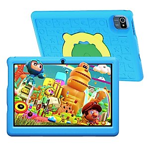 HotLight Kids Tablet, 10 inch Tablet for Kids with Parental Control, Android 12 Tablet Quad-core, 2GB RAM+32GB ROM, 5000mAh, Dual Camera, WiFi Tablet with Case Blue