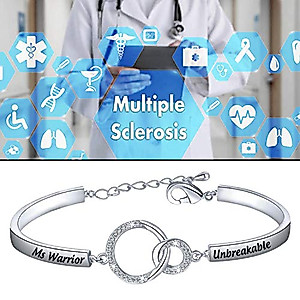 LQRI Multiple Sclerosis Bracelet MS Awareness Gift MS Warrior Unbreakable Bracelet MS Survivor Jewelry Cancer Fighter Gift For Women(silver-MS Warrio)
