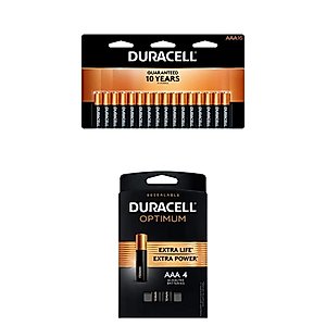 Duracell - Coppertop AAA Alkaline Batteries 16 Count + Optimum AAA Batteries | 4 Count | Long Lasting Double A Battery | Battery Alkaline AA