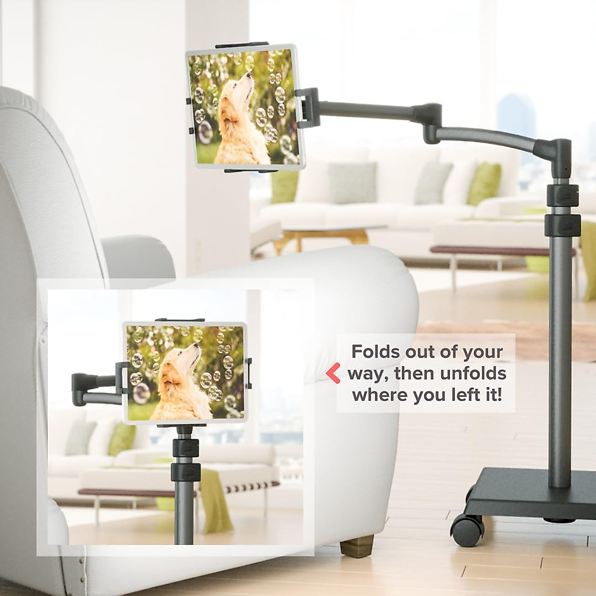 LEVO G2 Deluxe iPad Rolling Floor Stand Cart Kiosk for Residential and Commercial use iPads, iPad Mini, iPad Pro, Galaxy, Nexus, Surface Pro, Fire, and Other Tablets and eReaders Gunmetal Color