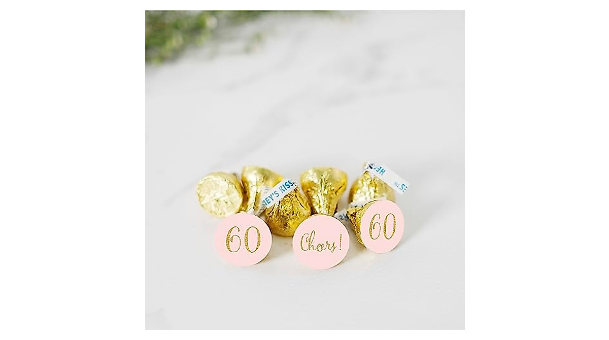 Cheers 60 Gold Glitter Chocolate Drop Labels - 216 Pack