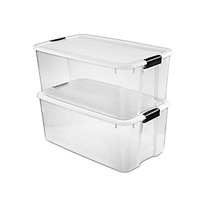 Sterilite 116 Quart Ultra Clear Plastic Storage Tote Container with Latching Lid (20 Pack)