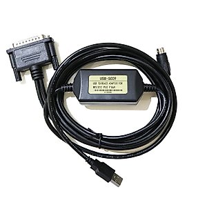 Avanexpress PLC Cable USB-SC09 A Series Interface, Compatible with PLC Programming Cable FX Series USB to RS422 Adapter