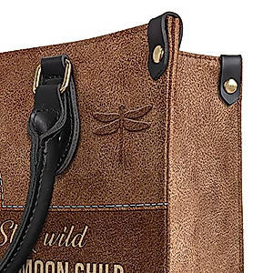64HYDRO Stay Wild Moon Child Dragonfly Purses for Women, Shoulder Bag, Handbags for Women, Cute Gifts, Valentines Day Gifts for Her, Gifts for Sisters, Daughter, Mom, Friends - Travel Work Leather Bag
