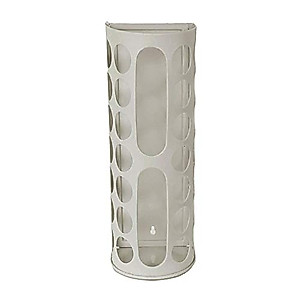 YBM Home Plastic Grocery Bag Holder and Dispenser Stores Grocery Bags - Easy Over the Cabinet and Wall Mount Bag Saver, Great for Vinyl Storage - Light Gray