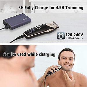 Mefor Beard and Hair Trimmer, Professional Clippers Haircut Kit,Cordless Men's Trimmer with T-Blade,3 Adjustable Speeds,Blade Lubricating Oil,LED Display Guide Combs for Family Use