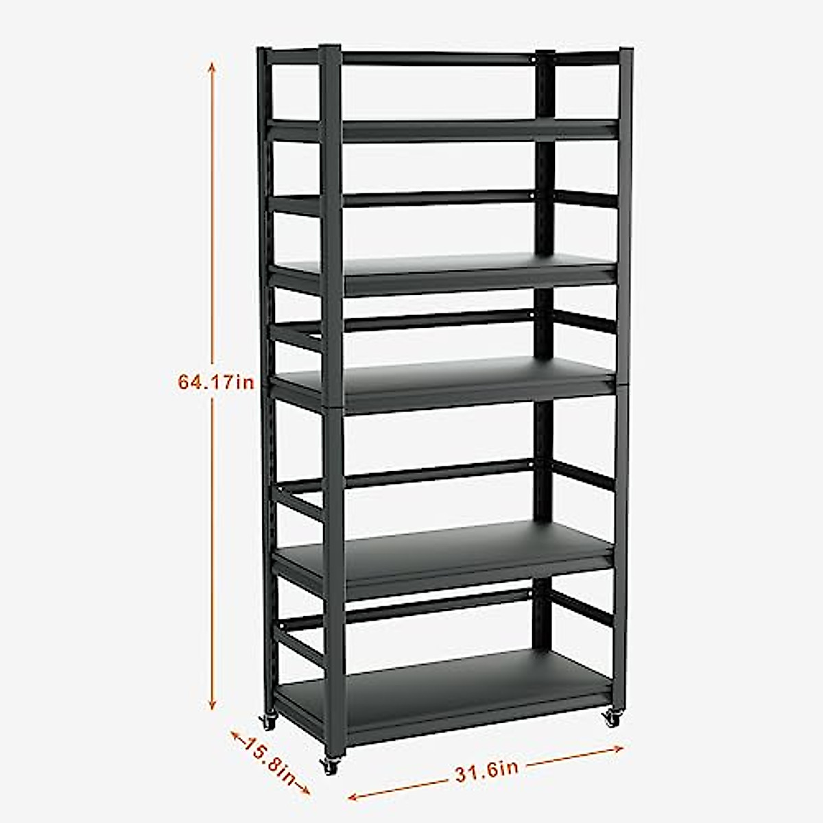 MOLYHOM Garage Shelving Heavy Duty, Garage Storage Shelves with Wheels, Adjustable Industrial Metal Storage Shelving Units, 64" H*31.6" W*15.8" D