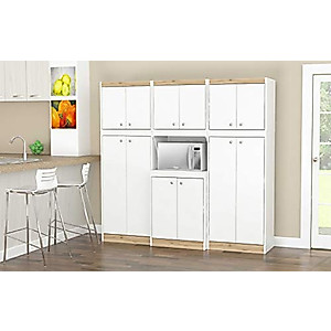 Inval Galley 3-Piece Kitchen Storage System, White and Vienes Oak