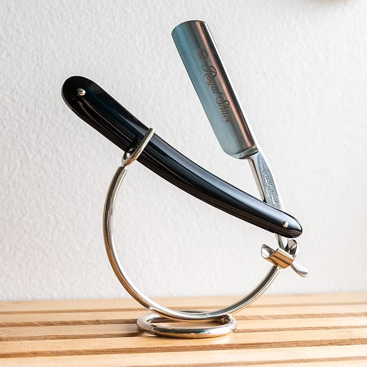 ROYAL SHAVE 5/8” Straight Razor Full Hollow Round Point Special Carbon Steel, Shave Ready Handmade Classic Wet Shaving Straight Razor - MADE IN GERMANY (Black Handle)