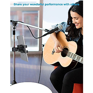 woleyi Tablet Mic Stand Holder, Microphone Music Tablet Mount with Ultra Stable C-Clamp, Compatible with iPad Pro/Air/Mini, Galaxy Tabs/Z Fold, Fire HD, iPhone, More 4.7-13" Cell Phones and Tablets