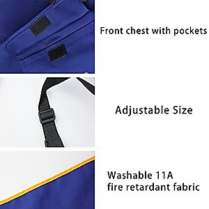 Welding Apron, Fire Resistant Fireproof Apron Metal Working Welder Work Safety Protection Apron Blue for Welding Cutting Cooking with One Pocket