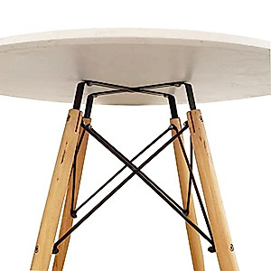 Round Dining Table White Kitchen Table White Dining Table with MDF Top Modern Style Coffee Table Leisure Dining Room Round Table for Kitchen Living Room(with A Free Table Cloth)