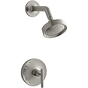KOHLER TS14422-4-BN Purist(R) Rite-Temp(R) Shower Valve Trim with Lever Handle and 2.5 gpm showerhead, Brushed Nickel/Nickel Finish