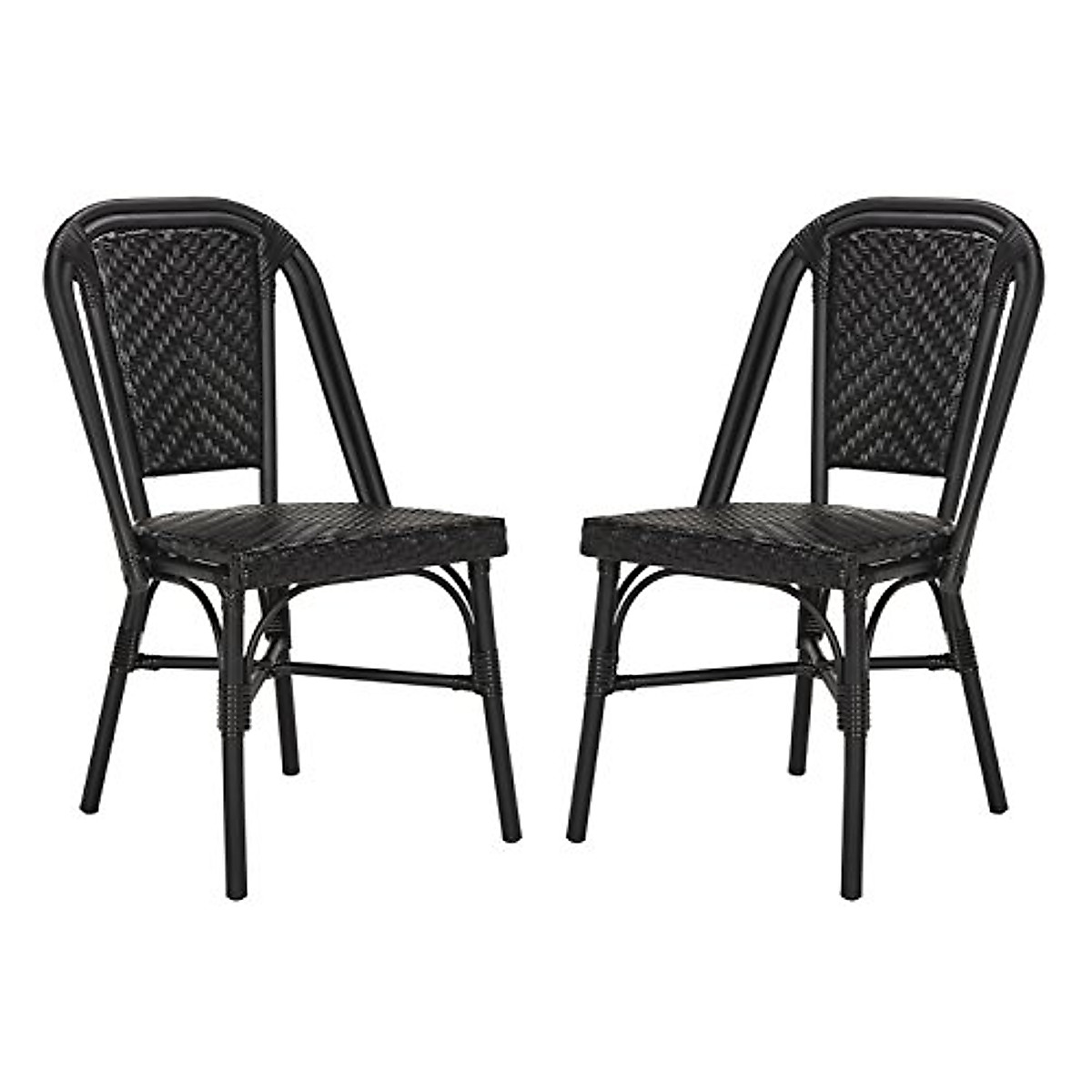 Safavieh PAT4013A-SET2 Outdoor Collection Daria Black Stacking Side Chair