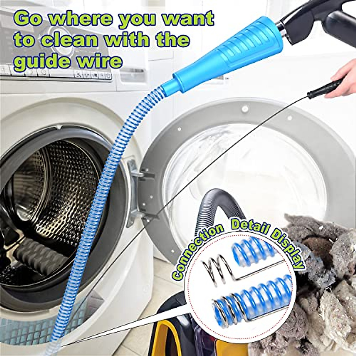 Sealegend Dryer Vent Cleaner Kit Vacuum Attachment Bendable Dryer Lint Remover with Guide Wire Dryer Lint Screen Cleaning Hose