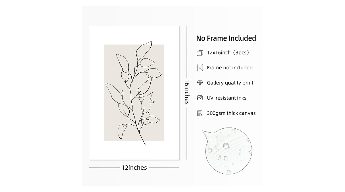 Neutral Botanical Prints Wall Art Decor Plant Minimalist Canvas ...