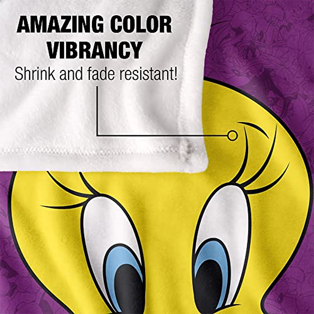 Looney Tunes Blanket, 50"x60", Tweety Bird Character Silky Touch Super Soft Throw