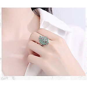 NewZenro CZ Peacock Wrap Open Rings for Women Elegant Flower Animals Expandable Engagement Promise Statement Finger Rings Wide Gold Plated High Polished Rings for Daughter Bff Birthday (Green)