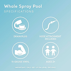 Intex Inflatable Whale Kiddie Pool: Built-in Water Sprayer – Convienient Drain Plug – Durable Vinyl – 79" x 77" x 36" – Ages 3+