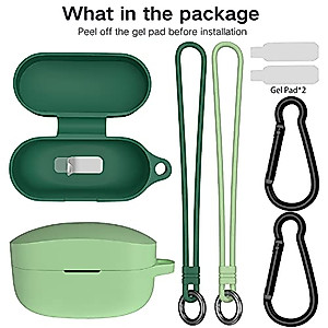 Kanya Case Compatible Sony WF-1000XM4,2 Packs Full Protective Shockproof Anti-Slip Silicone Case Cover with Carabiner and Silicone Hand Strap for Sony WF-1000XM4 (Matcha+Dark Green)