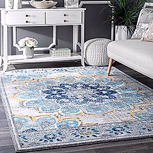 nuLOOM Kiyoko Vintage Floral Area Rug, 5 ft x 7 ft 5 in, Blue