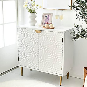 BHG Tree Rings Modern Wood Sideboard Buffet Cabinet, Kitchen Storage Cabinet with Doors, Liquor Cabinet, Dining Room, Hallway, Cupboard Console Table, Accent Cabinet