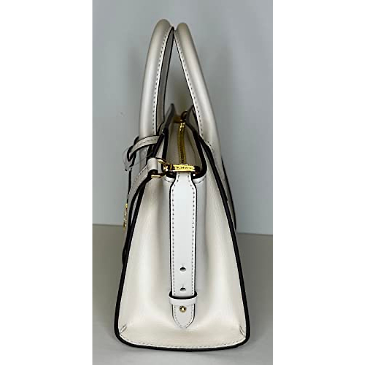 Michael Kors MICHAEL Michael Kors Avril Small Logo Top-Zip Satchel bundled with Trifold Wallet Purse Hook (Lt Cream)