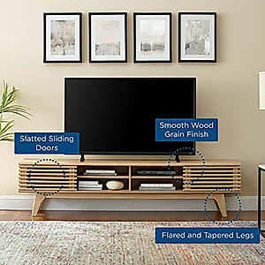 Modway Render Mid-Century Modern Low Profile 70 Inch Media Console TV Stand in Oak, 70"