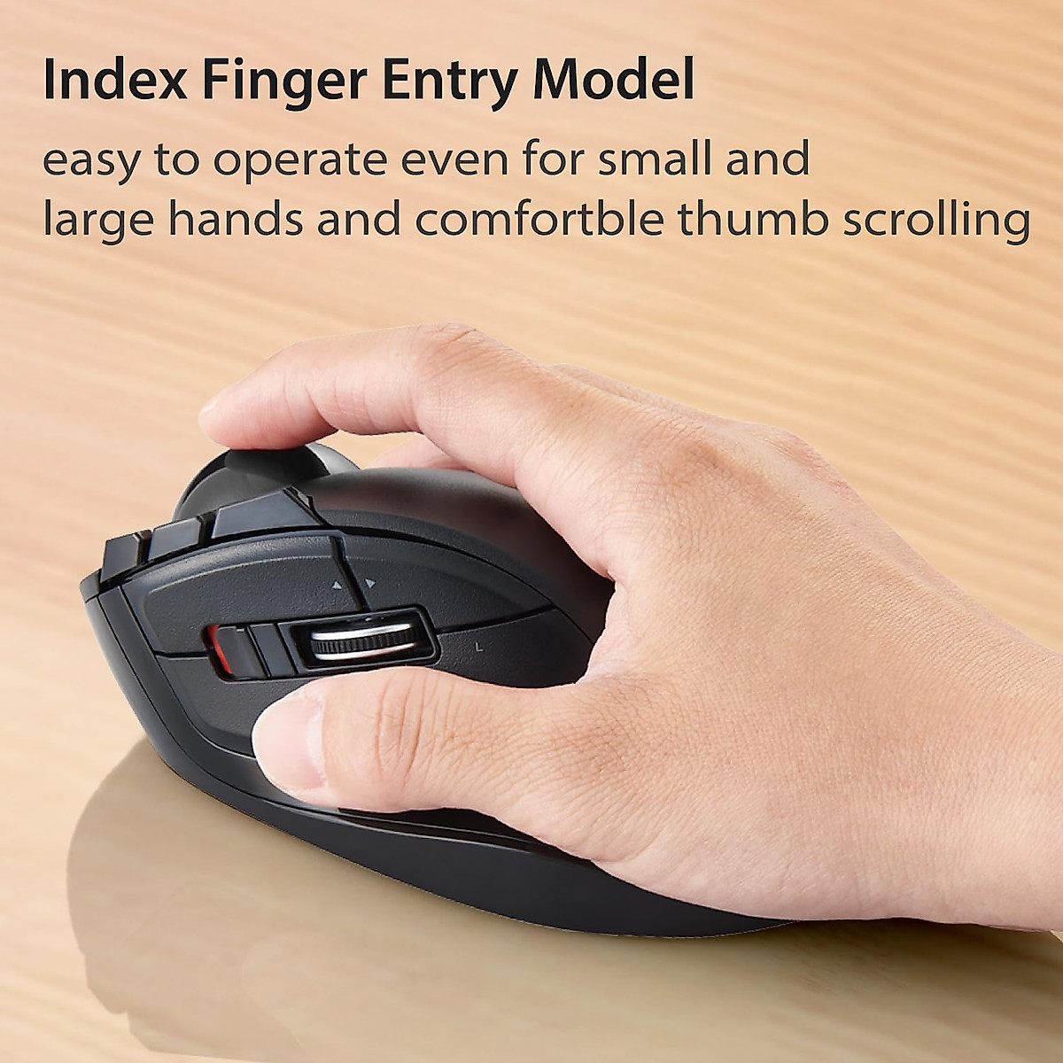 ELECOM DEFT Trackball Mouse, 2.4GHz Wireless, Finger Control, 8-Button Function with Smooth Tracking, Ergonomic Design, Optical Gaming Sensor, Windows11, macOS (M-DT2DRBK)