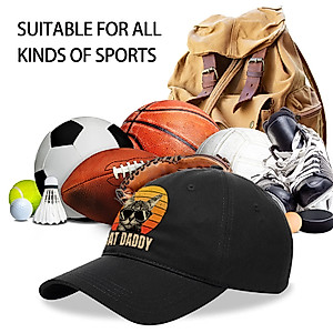 Pishovi Cat Daddy Fun Baseball Cap, Vintage Adjustable Cotton Cap, Funny Retirement Gift for Man Woman Cat Lovers, Christmas Anniversary Birthday Gifts for Cat Dad Cat Mom Black