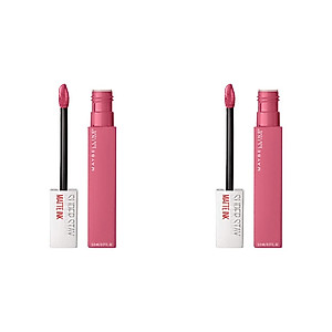 Maybelline New York Super Stay Matte Ink Liquid Lipstick, Long Lasting High Impact Color, Up to 16H Wear, Inspirer, Light Mauve Pink, 0.17 fl.oz (Pack of 2)