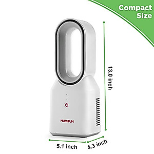 NUMIFUN Bladeless Table Fan USB Rechargeable Desk Fan Ultra Quiet Portable Fan for Tabletop Nightstand Underdesk Touch Control, 3 Winds Speeds, 13 Inches