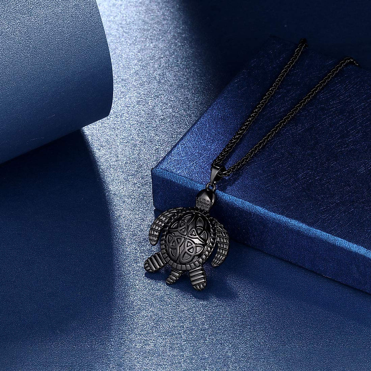 beautlace Turtle Necklaces Celtic Knot Pendant Black Gun Plated Animals Pendant Necklace Jewelry Gifts for Men and Women KP0063K