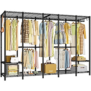 Ulif H50 Garment Rack Heavy Duty Clothes Rack, Freestanding Extra Large Portable Closet Wardrobe Rack, Clothing Racks for Hanging Clothes 89.8''W x 15.8" D x 76.4" H, Max Load 1400 Lbs, Black