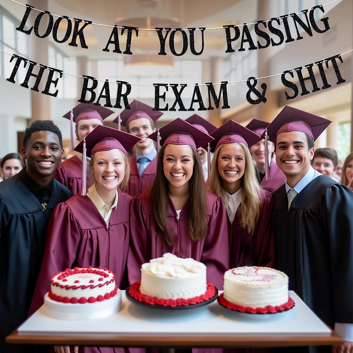 Congrats Lawyer Grad Banner, Future Lawyer, Passed the Bar Exam Banner, Glittery Class of 2024 Law School Graduation Party Decorations Backdrop Gifts