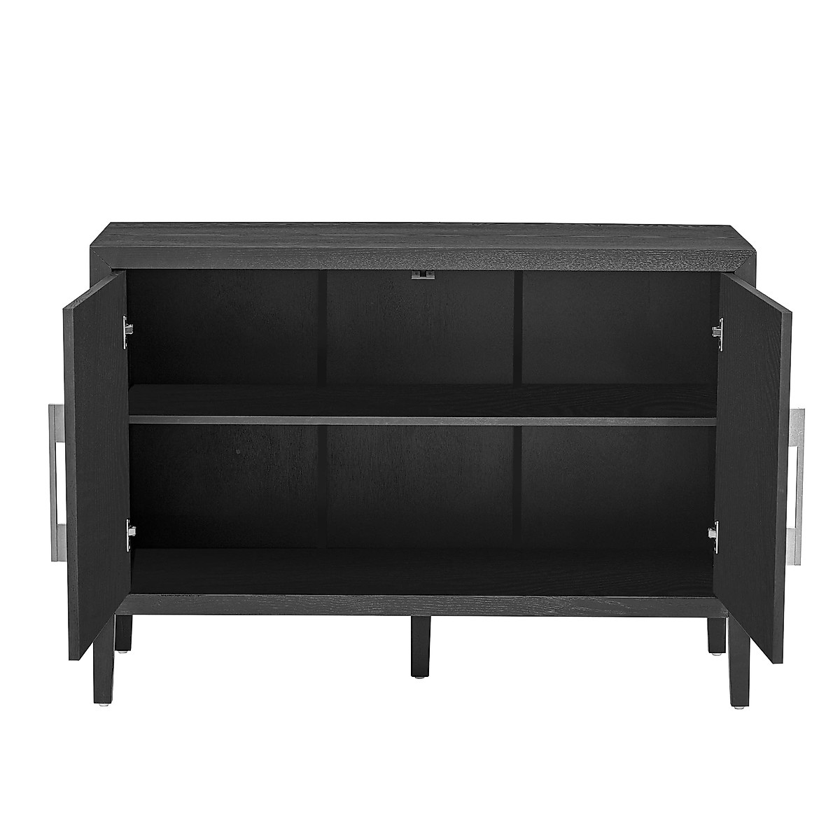 Merax Wood Farmhouse Buffet Sideboard with Metal Handles and 2 Doors, Coffee Bar Storge Cabinet Console Table for Living Room Bedroom Kitchen Hallway Black
