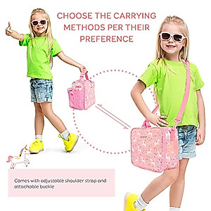 Kids Lunch Box Insulated with 2 Reusable Ice Packs, Large Lunch Bag Soft, Double Insulated, Durable, Water-Resistant Fabric with Zippered Pockets and Bottle Holder, Thermal Meal Tote Kit, Unicorn