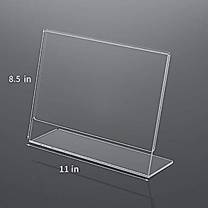 NIUBEE Acrylic Sign Holder 8.5x11 Inches 3 Pack Landscape, Slant Back Clear Paper Frames, Plastic Flyer Display Holder, Document Menu Table Stand for Office, Store, Restaurant -Horizontal