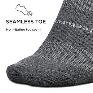 Feetures High Performance Max Cushion Ankle Sock - No Show Socks for Women & Men with Heel Tab - Heather Gray, M (1 Pair)