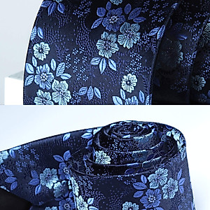 HISDERN Lot 3 PCS Classic Men's Tie Set Necktie & Pocket Square Elegant Neck Ties Collection,T3-08,One Size