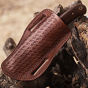 LH LIMASSOL Leather Knife Sheath, Slanted Pancake Sheath, Tooled Leather Sheath, Belt Sheath,Trapper Knife Sheath, Cow Boy Bull Cutter Knife Leather Sheath 100% Real Leather and Exotic Cow Hide Sheath